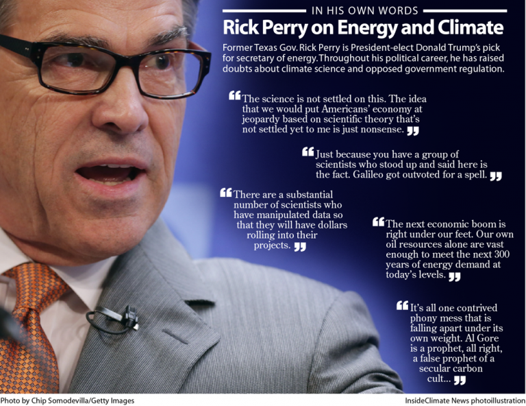 Rick Perry, Trump's Energy Pick, on Climate Change: 'One Contrived ...